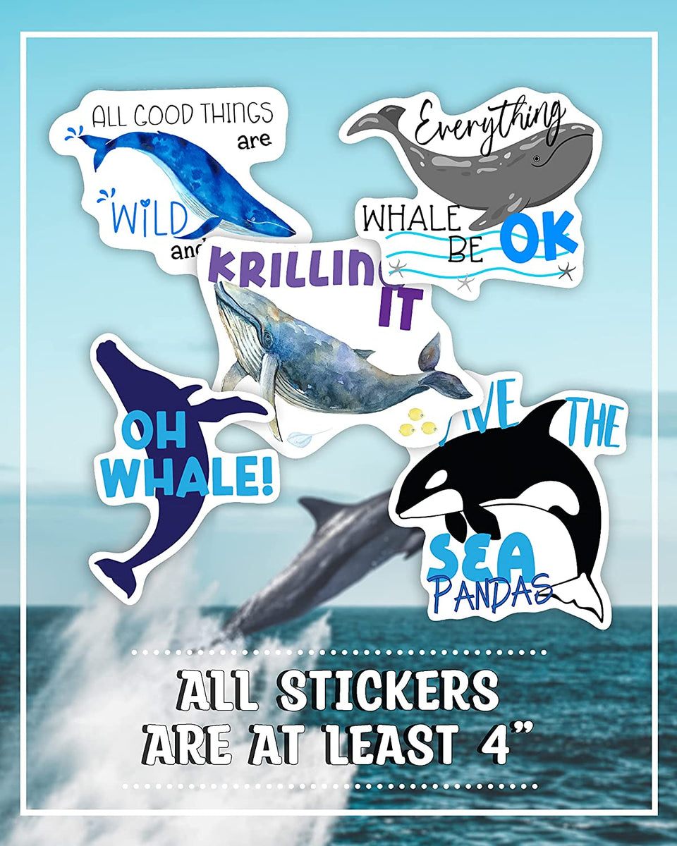 Whale Stickers, Ten Vinyl Stickers Supporting Whale, Great Whale Gift ...